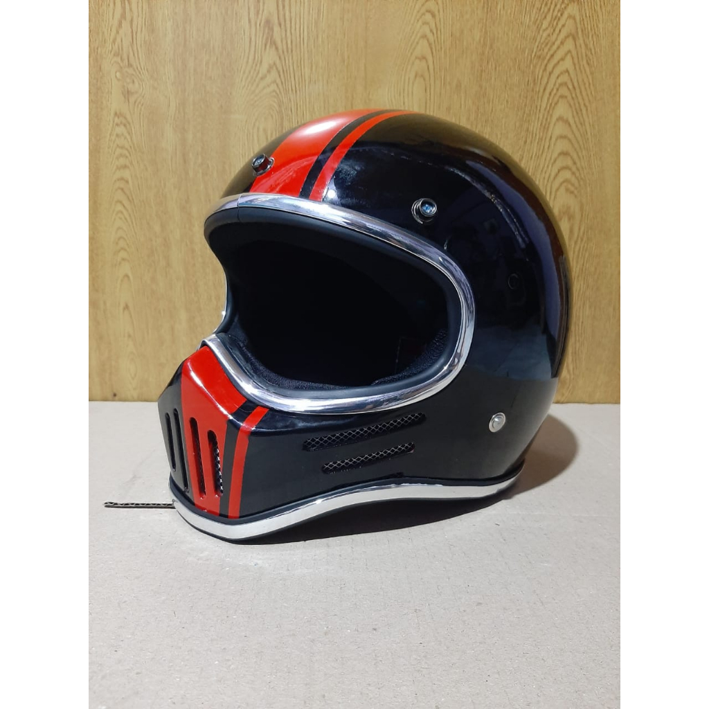MERAH Custom Helmet M39 Bandit retro classic bobber Cakil full face ...