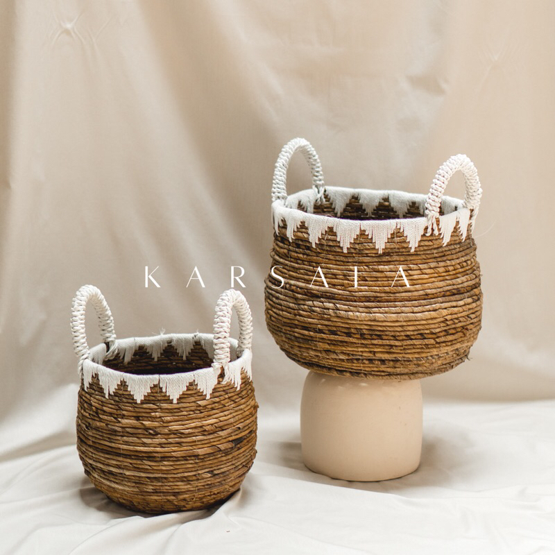 Karsala Nora Basket | Banana Macrame Woven Laundry Basket | Handmade ...