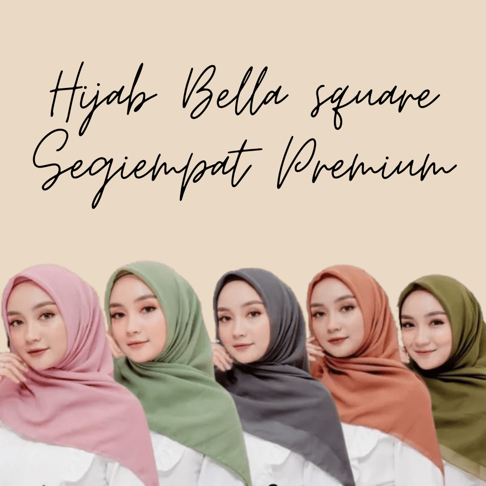 Pollycatoon Premium rectangular bella square Hijab 115 X 115 Neci Edge Sewing | Shopee Malaysia