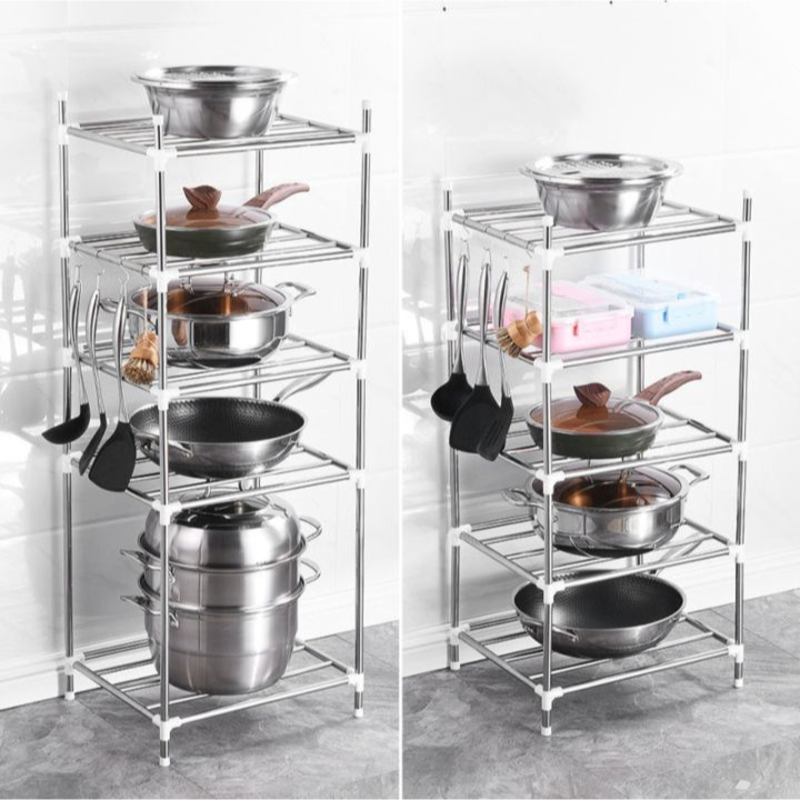 PERALATAN New Stainless Pot Rack 5 Layers Multi-Purpose Kitchen Rack ...