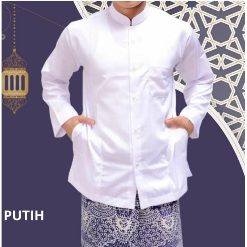 PUTIH Adult Plain White Koko Shirt with Long Sleeves | Shopee Malaysia