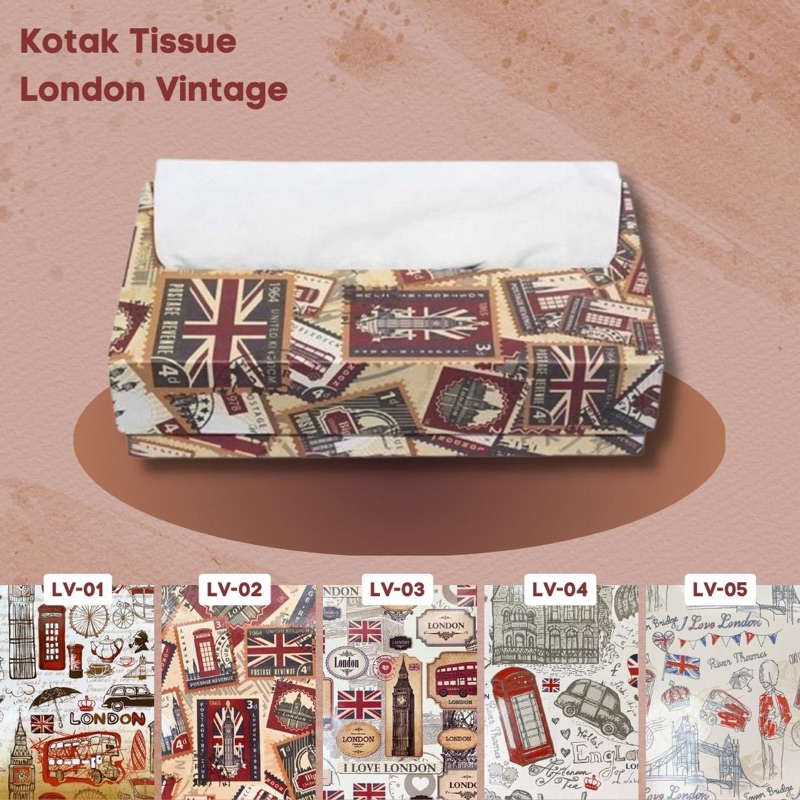 London Vintage Ordinary Tissue Organizer Box/Roll Handmade Facial ...