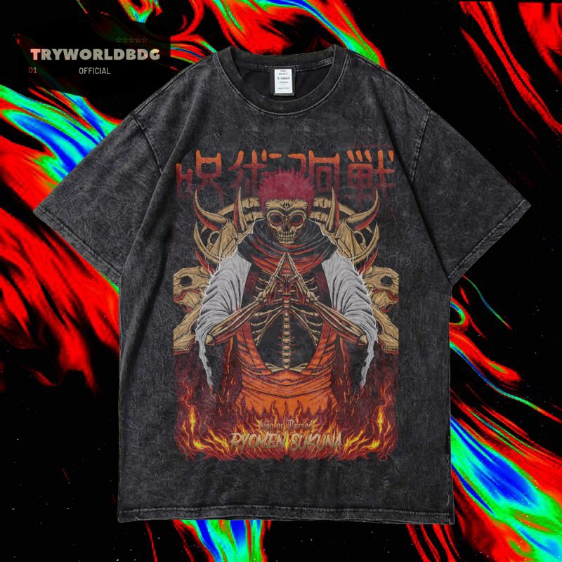 Tryworldbdg OFFICIAL "SUKUNA" OVERSIZED T-Shirt | Washed Shirt | Stone ...