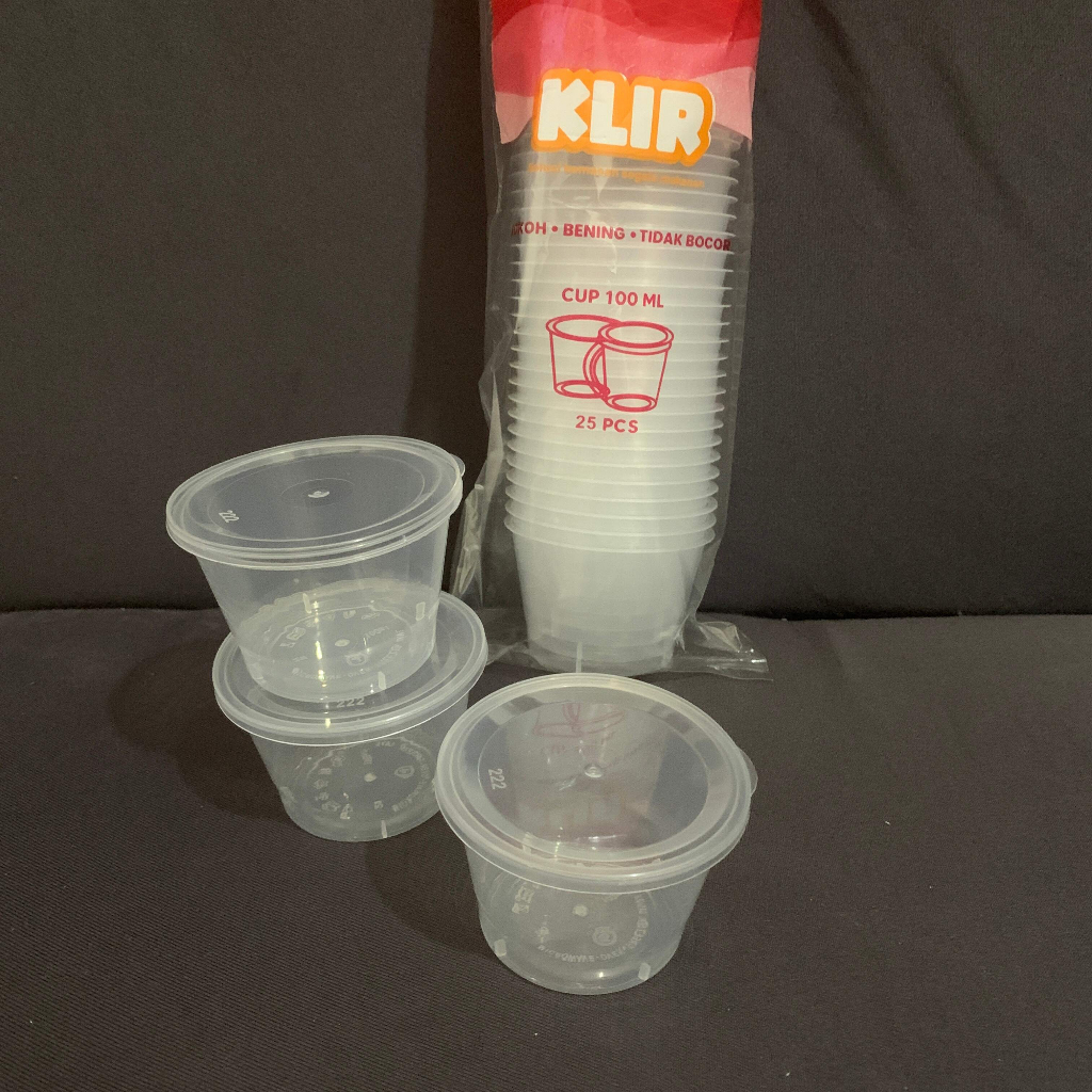 Pudding cup / sauce cup / clear thinwall plastic cup 100 ml contains 25 ...