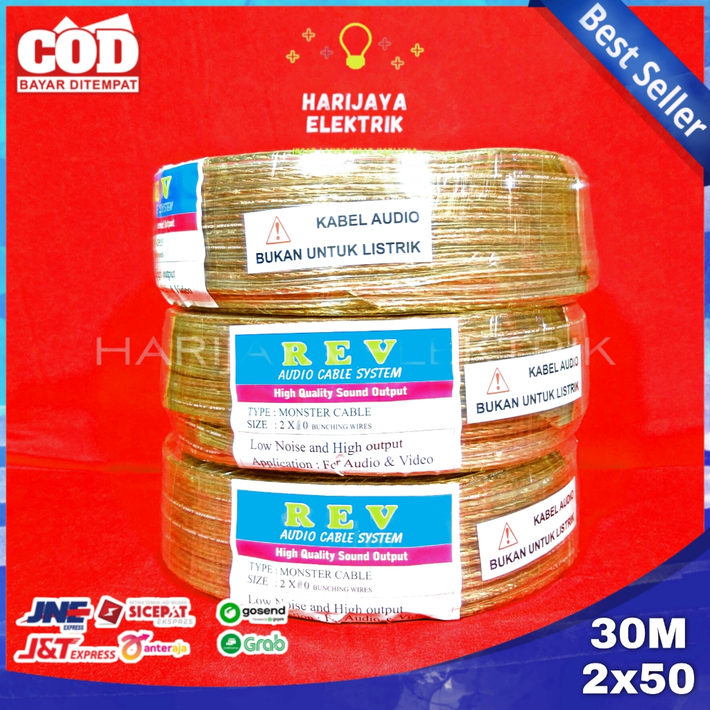 REV AUDIO SYSTEM CABLE 2X50X30 30M SPEAKER CABLE TRANSPARENT STRING ...