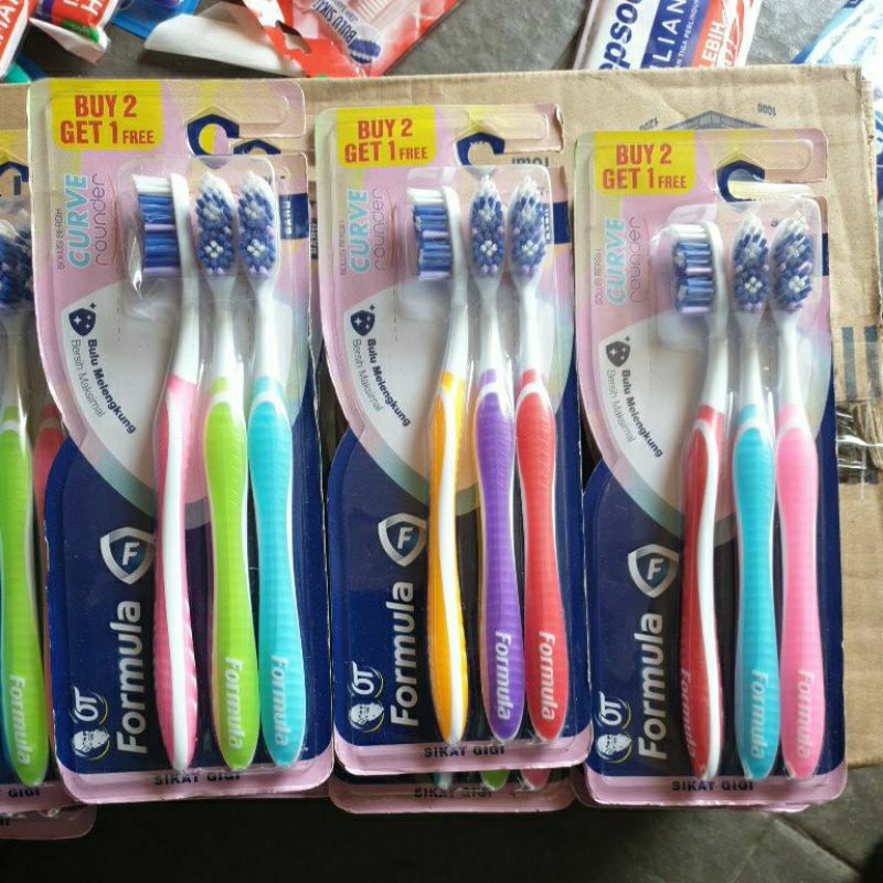 Curve rounder FORMULA Toothbrush 3 Contents | Shopee Malaysia