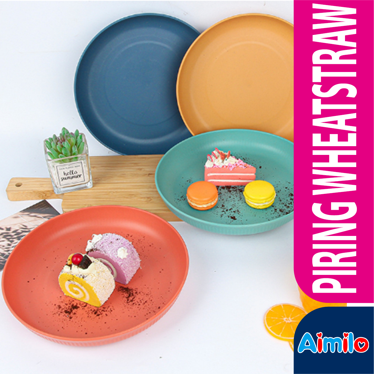 Colorful Wheat Fiber Dinner Plates / Wheat Straw Dinner Plates | Shopee ...