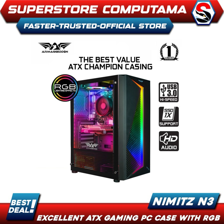 Armaggeddon Nimitz N3 Excellent ATX Gaming PC Case with RGB Lightning ...