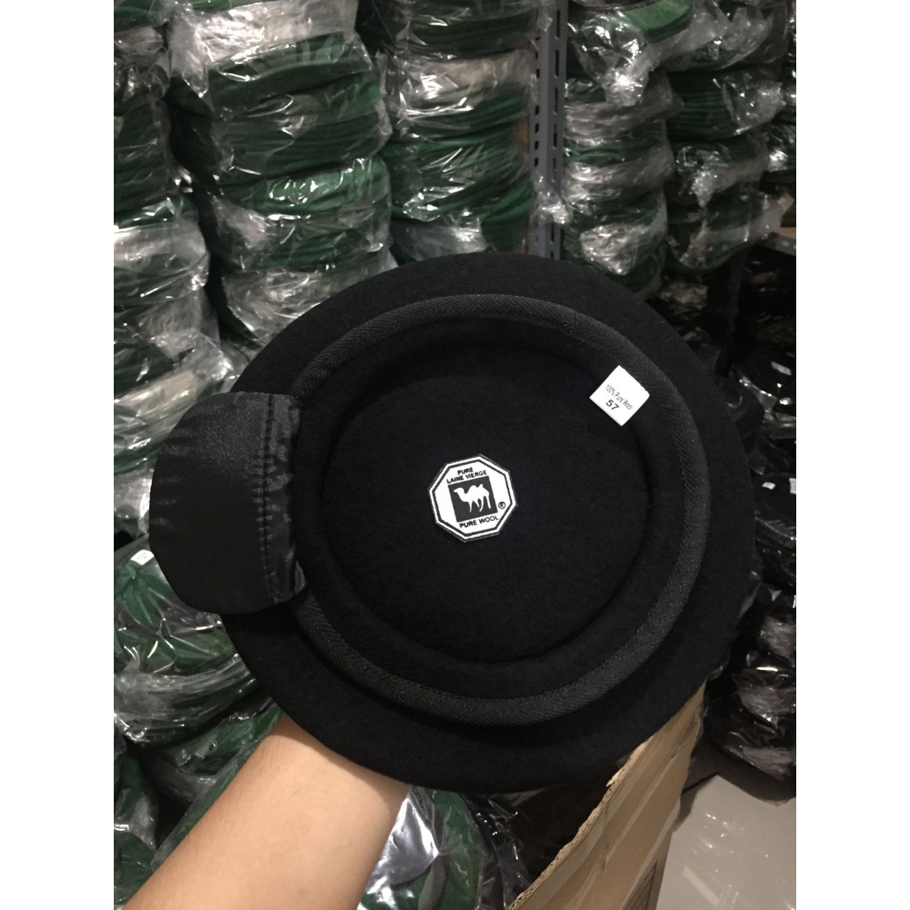 HITAM Black Beret / Cavalry Hat, Original Camel Black Camel Logo | Shopee Malaysia