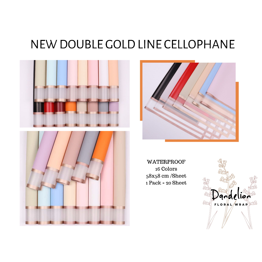 Flower WRAPPING NEW DOUBLE GOLD LINE CELLOPHANE WATERPROOF Retail ...