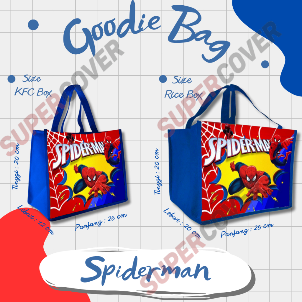 Goodie Bag Cartoon Spiderman Character Blue Color For Birthday Events ...