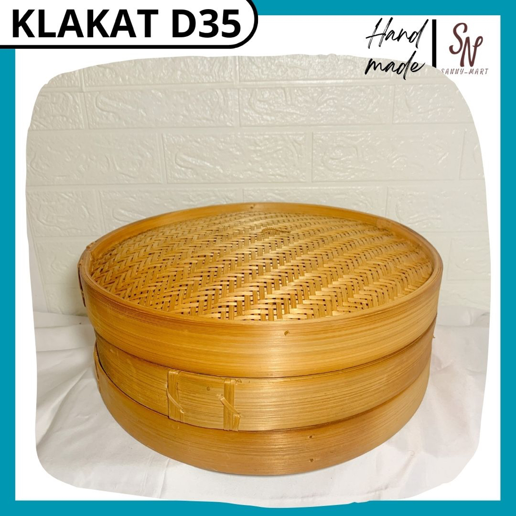 Klakat Dimsum Bamboo Steamer D35 1 set 1 lid 2 containers Steamer Tray ...