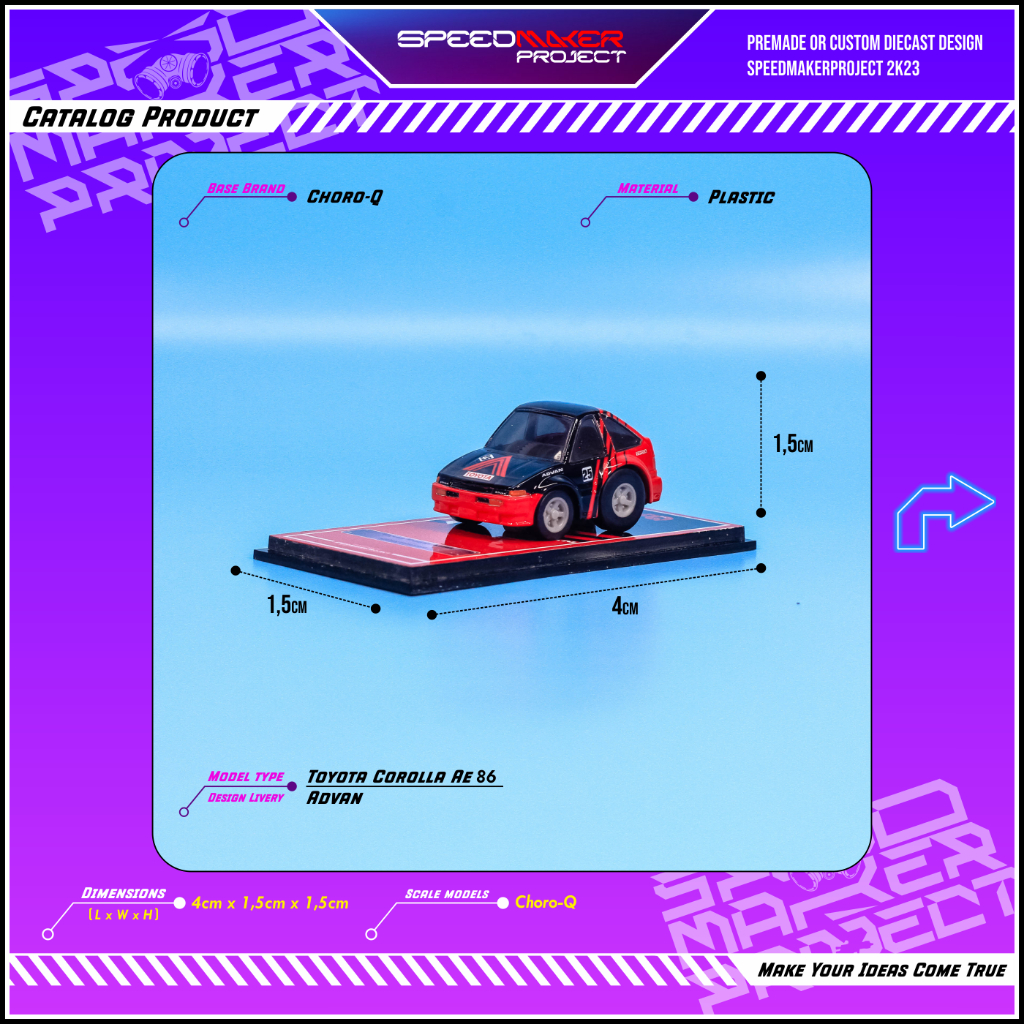 REPLIKA Choro Q Custom Toyota Corolla AE86 Advan Diecast Miniature ...