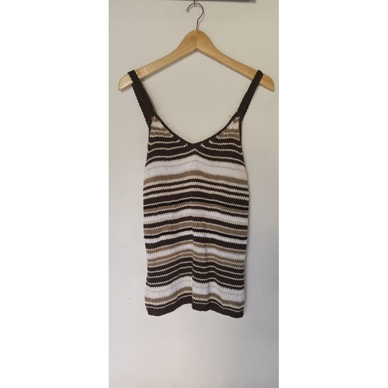 Preloved outer/tengtop Knitting Brown Stripe Gradation G 4 P | Shopee ...