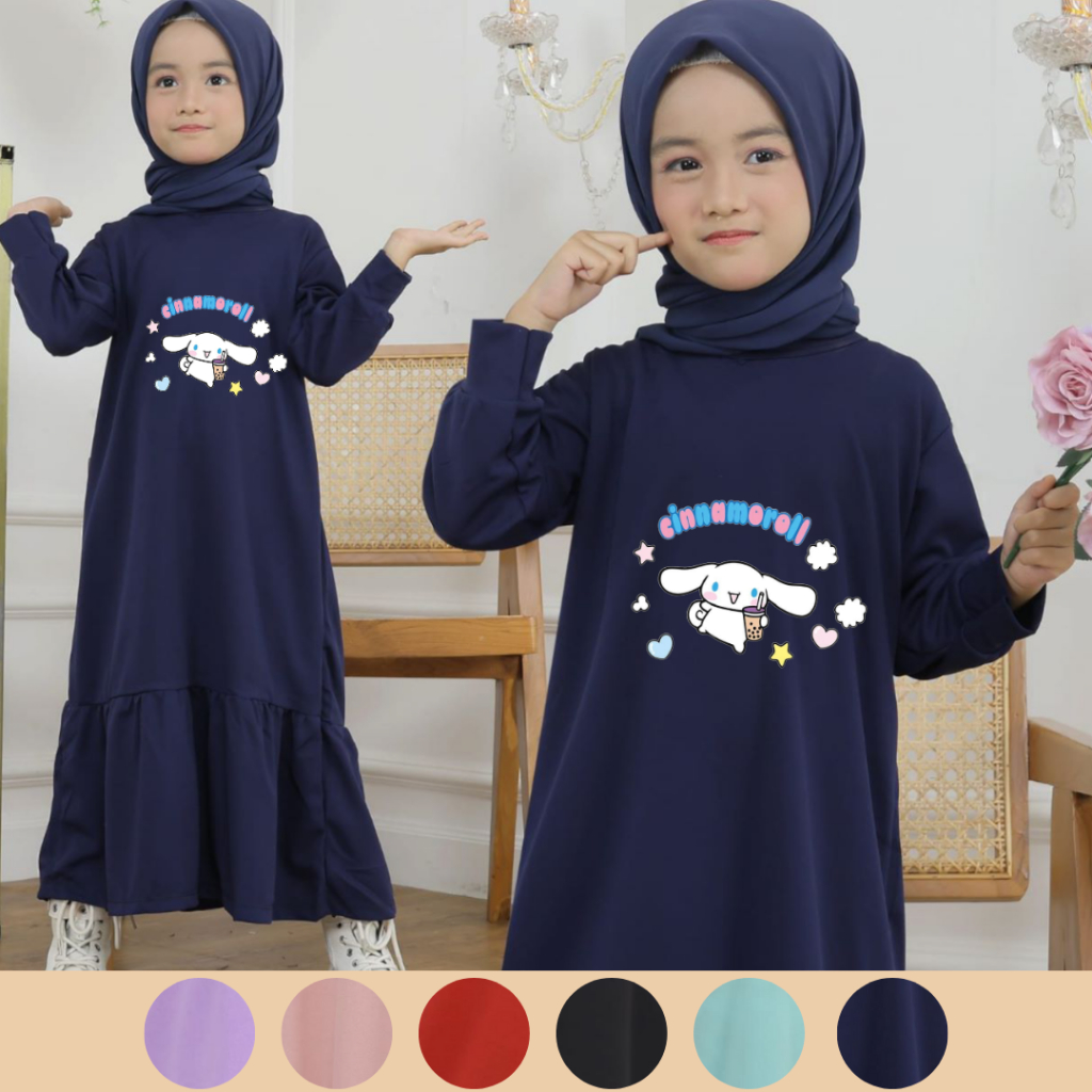 GM022 - Girls' Daster Dress with Cinnamo Roll Motif, Screen Printing ...