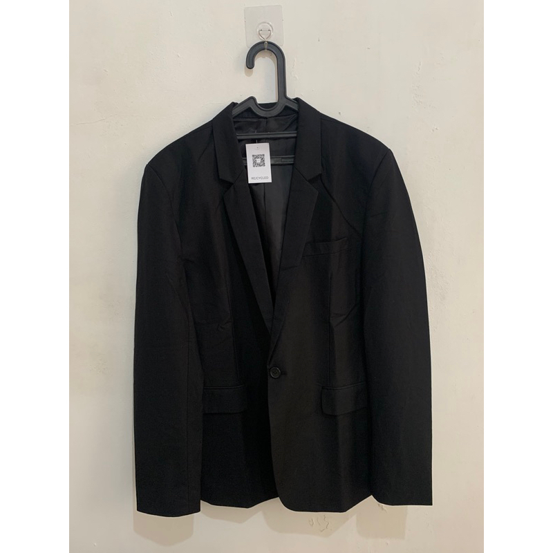 HITAM Recycled - Solid Black Blazer - Outer Jas In Solid Black | Shopee ...