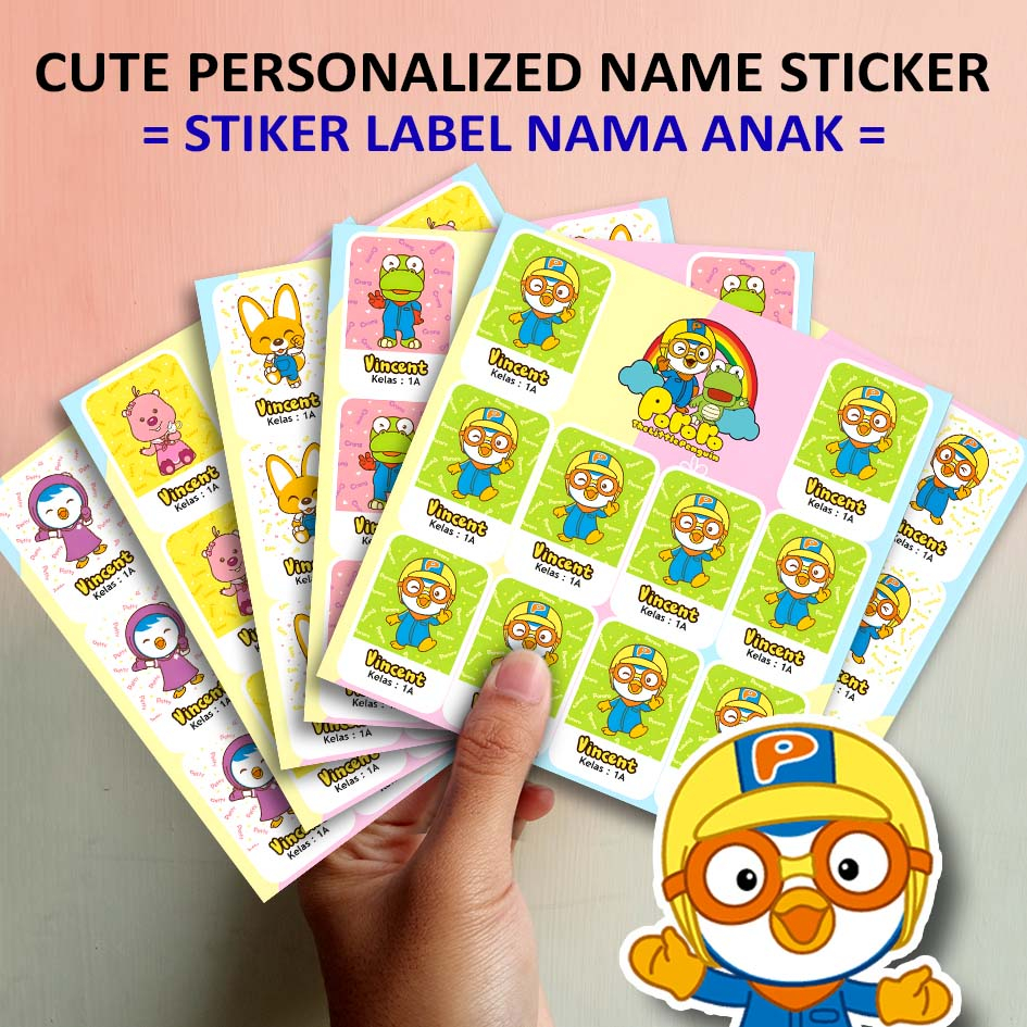 Name STICKER STICKER LABEL PORORO STAMPS NAME CUSTOM CHILDREN'S NAME ...