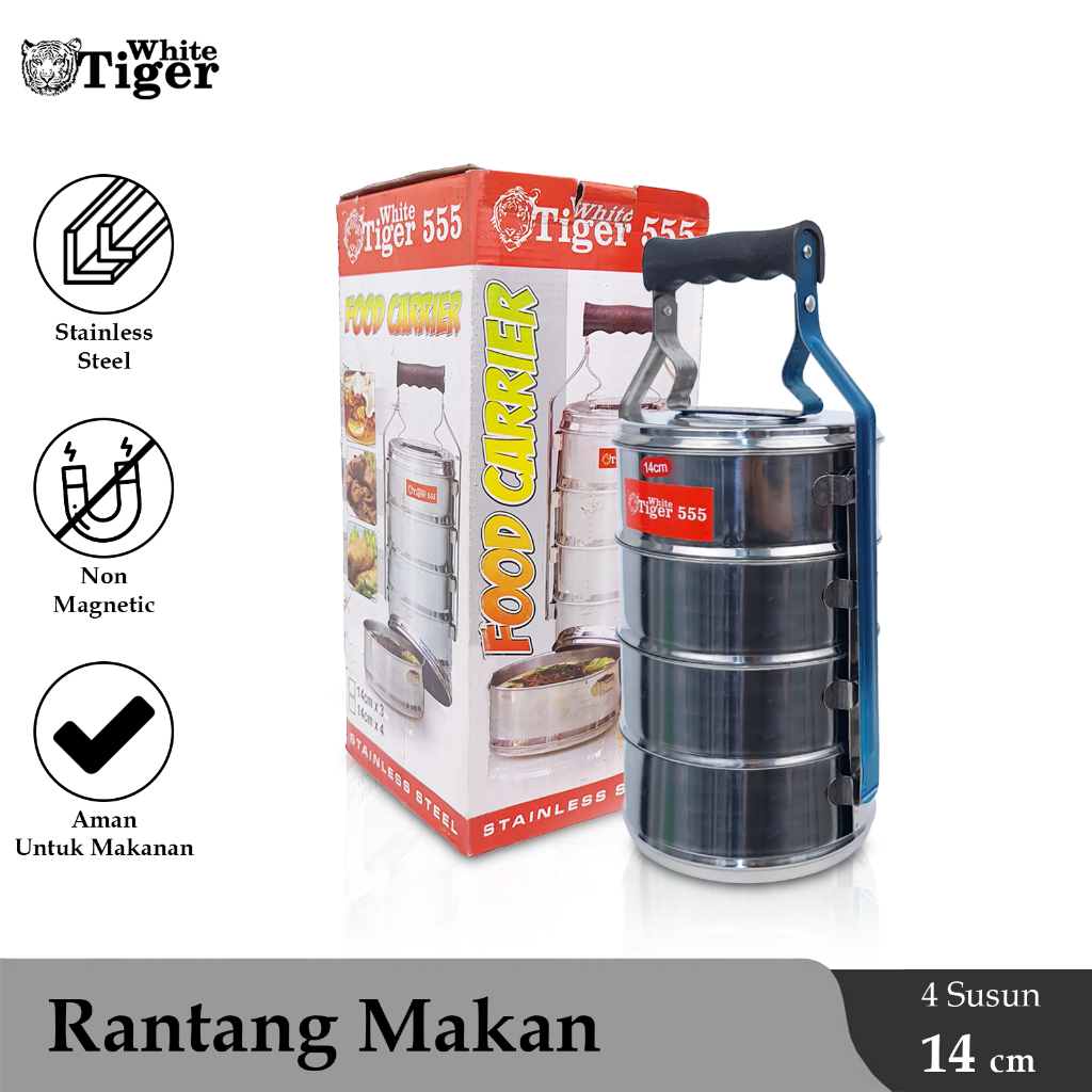 White Tiger 555 Lunch Box 4-Layer Lifter Tiffin Box Stainless Steel Ros ...