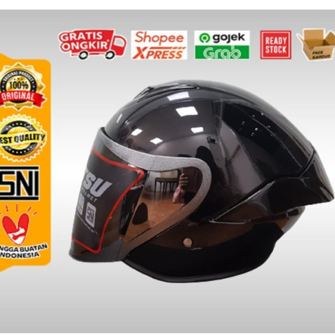 Half FACE Helmet/JITSU Helmet/BLACK GLOSS | Shopee Malaysia