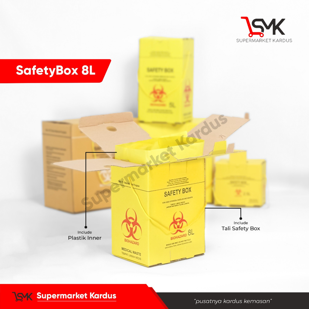 Safety Box 8 Liter Medical Waste/Safetybox/Medical/BioHazard/Cardboard ...