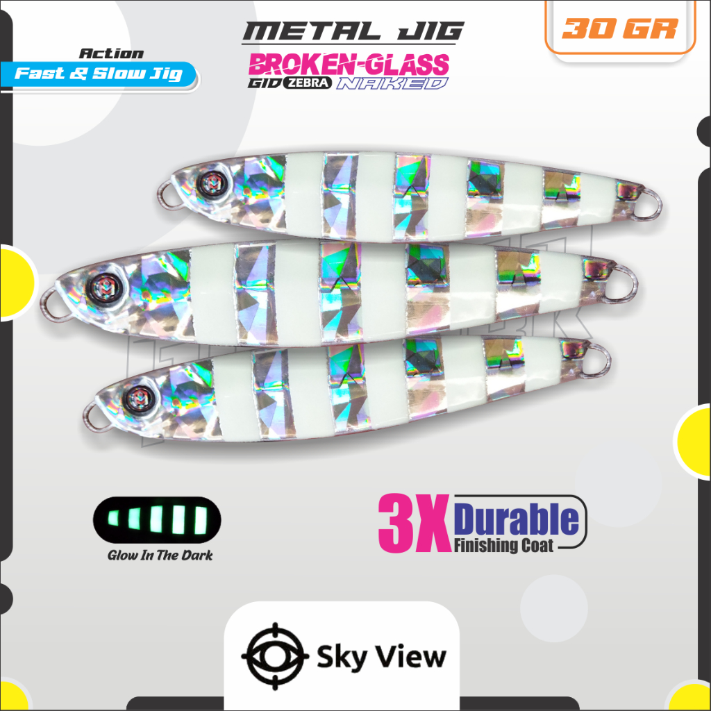 Metal Jig Bait 30gram GID Zebra 30gr MetalJig Killer 30g 30gr 30g 30gram Jiging Casting Jig ...