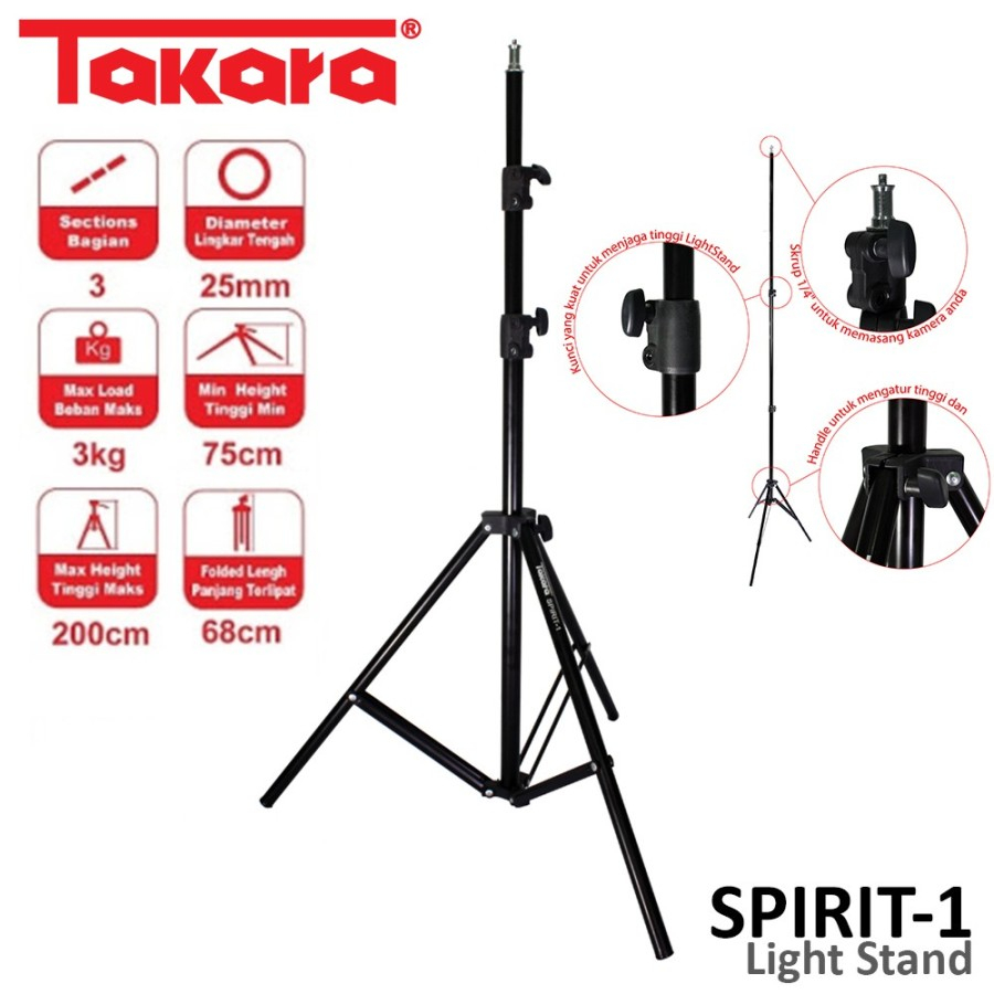 Takara Spirit 1 Light Stand Studio Lighting Lightstand Tripod | Shopee ...