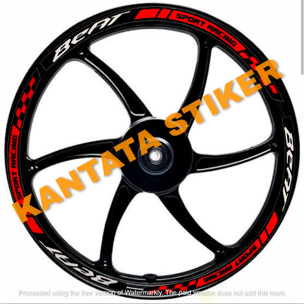 MERAH HITAM Honda BEAT Rims Sticker Black Red RING 14 Contents 12pcs ...