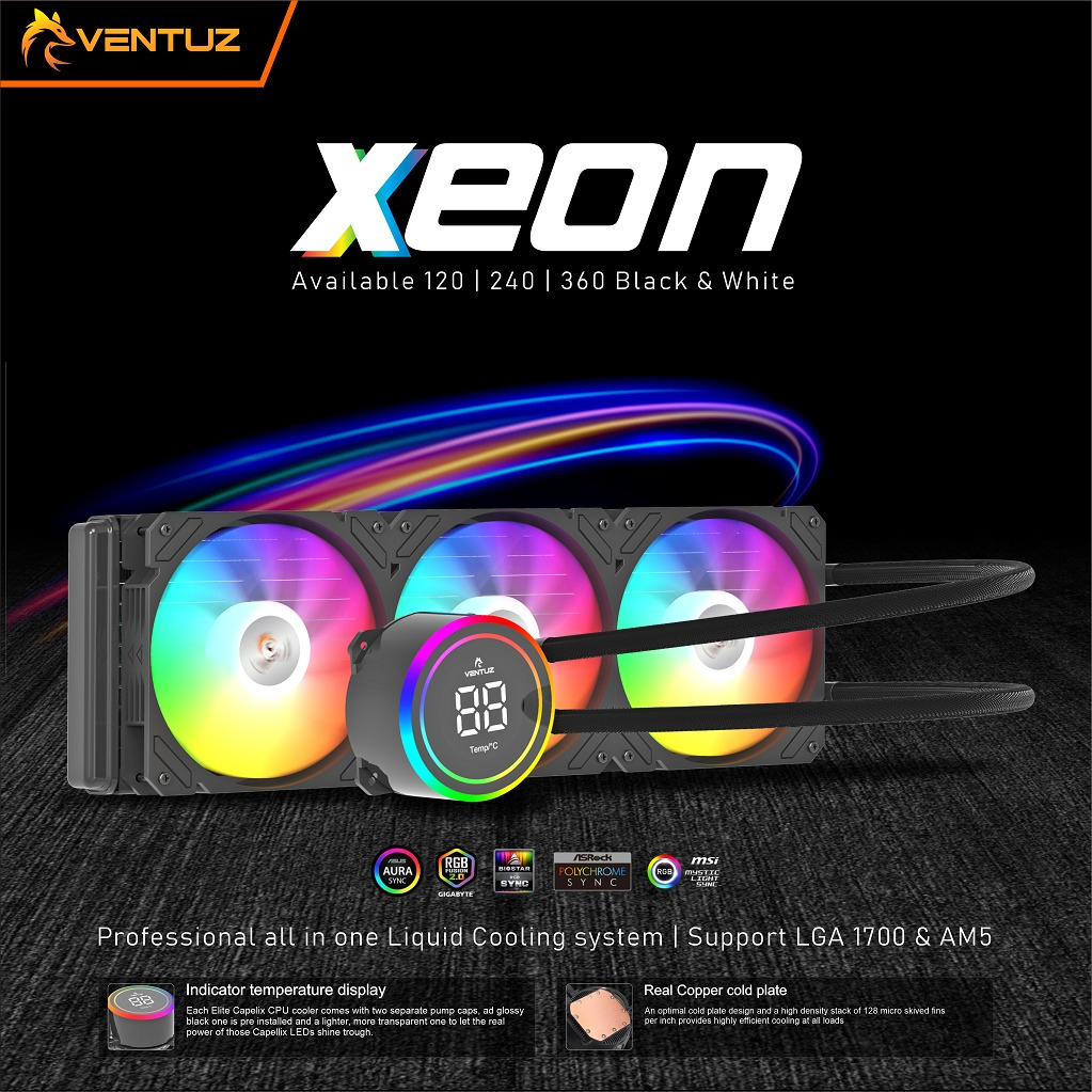 VENTUZ XEON CHROMA TEMP 1700 ARGB 360 - WHITE - BLACK | Shopee Malaysia