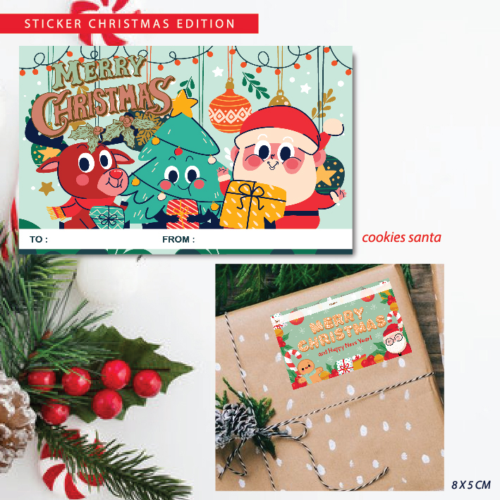 Merry CHRISTMAS STICKER CHRISTMAS GREETING STICKER LABEL STICK BOX JAR ...