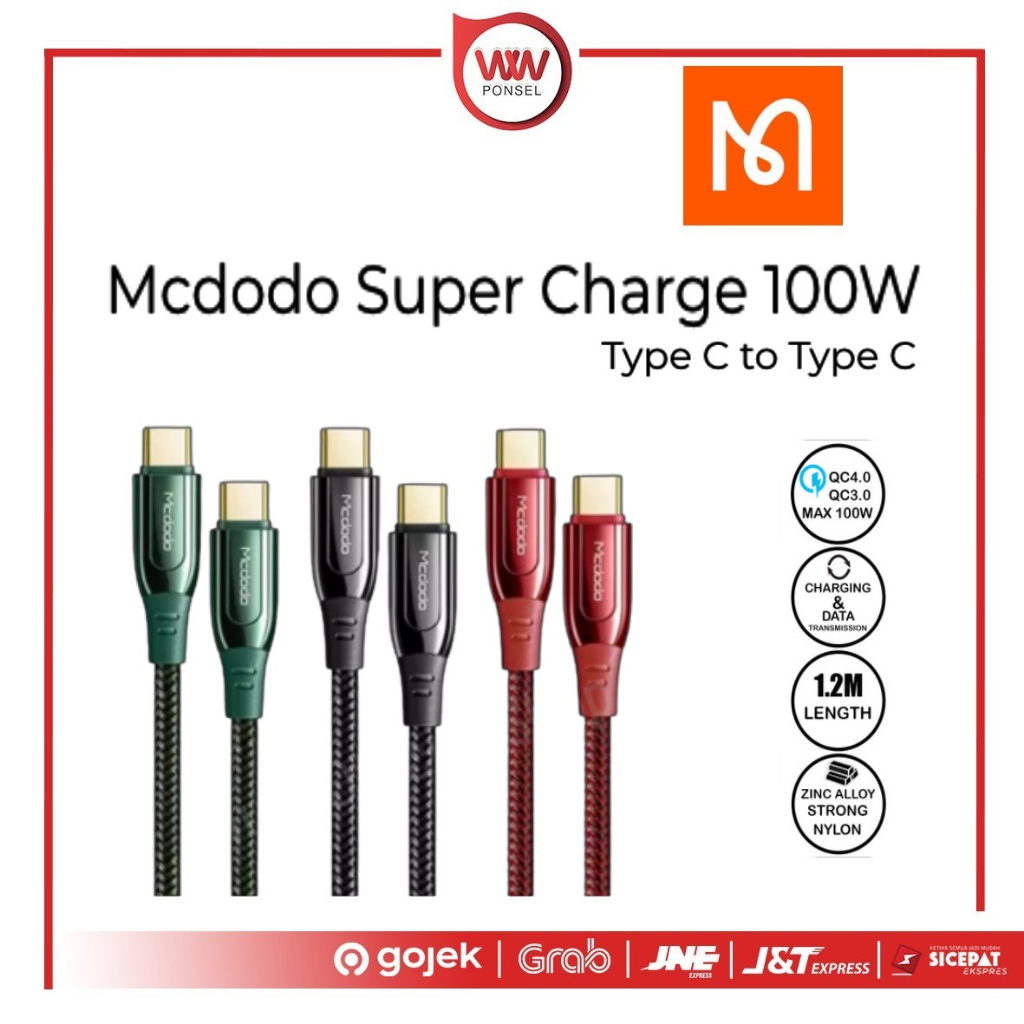 Mcdodo Cable Super Charge Type C To Type C 5A 100W 1.2m | Shopee Malaysia