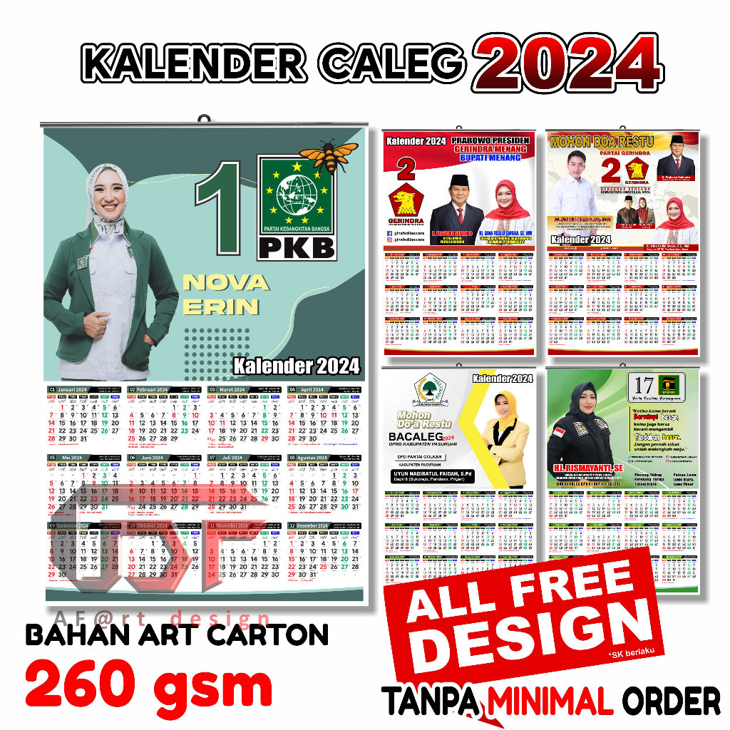 MINIMAL 2024 Calendar Poster Election Caleg Custom Free Design Without ...