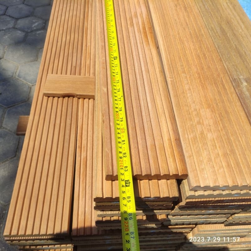 KAYU Decking Bengkirai Outdoor Wooden Floor Grid Groove 2,1 x 14,5 x ...