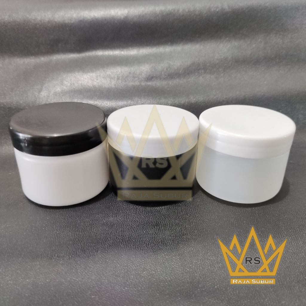 HITAM PUTIH Pot CREAM 50gr Plastic cup Lid Black White Ointment Scrub ...