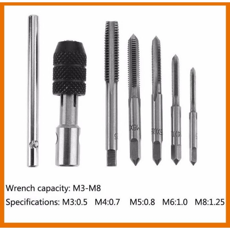 Metric Tool Set Metric Hand Tap Thread Making Tool Set M3-M8 Adjustable ...
