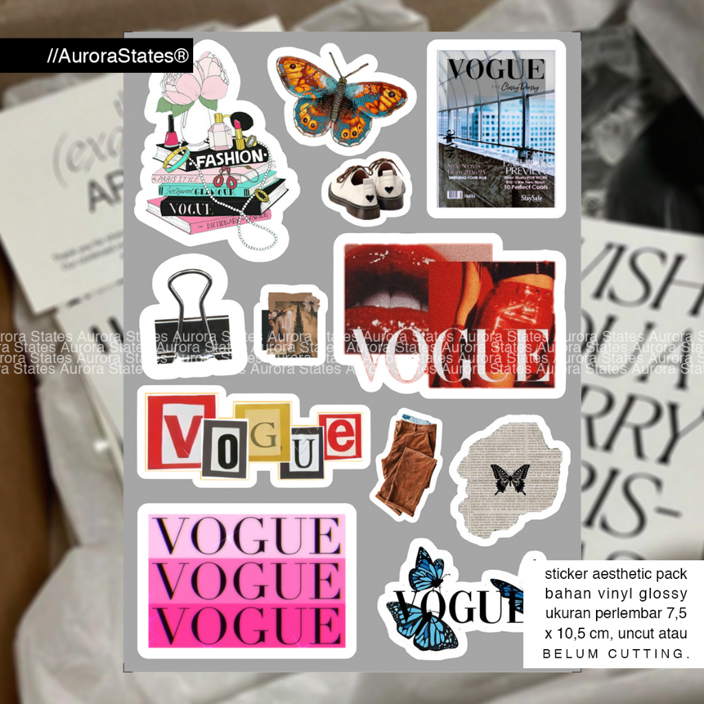 Vogue Vintage Sticker | Journal book aesthetic Stickers | Viral ...