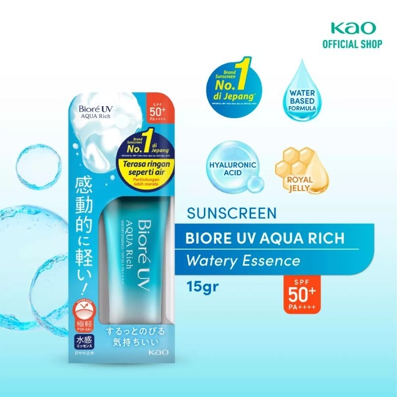 Sunscreen Biore Uv Aqua Rich Watery Essence SPF 50+PA++++ 15 Gr Exp ...