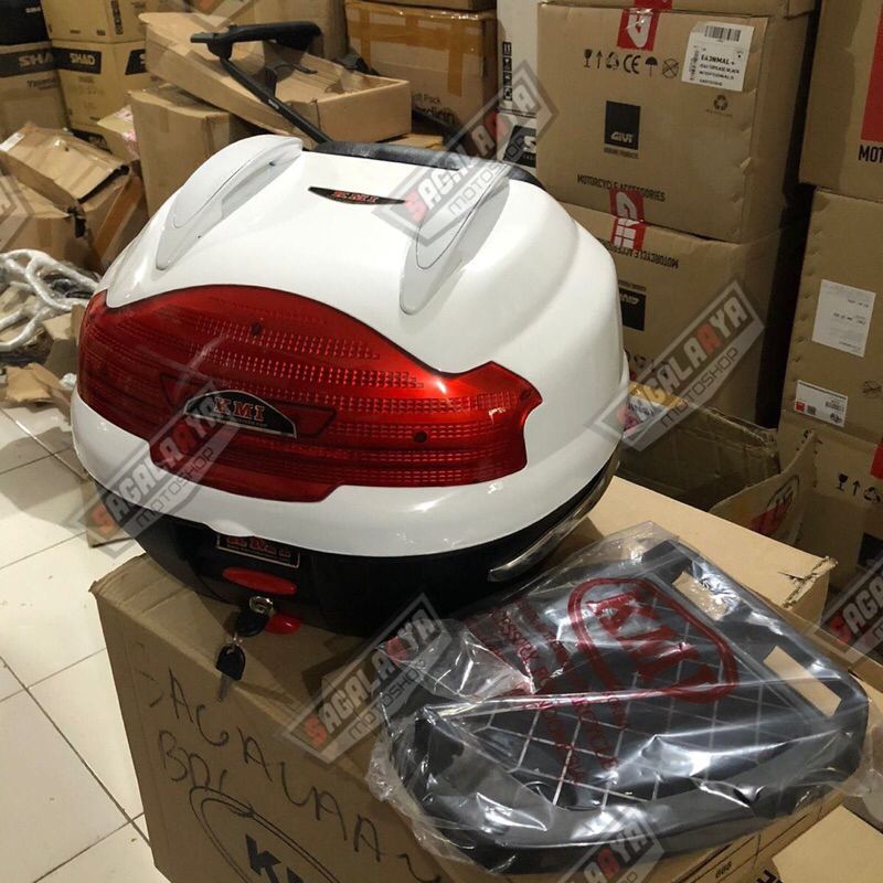 PUTIH Top Box Motor KMI KM 701 White baseplate Backrest White | Shopee ...