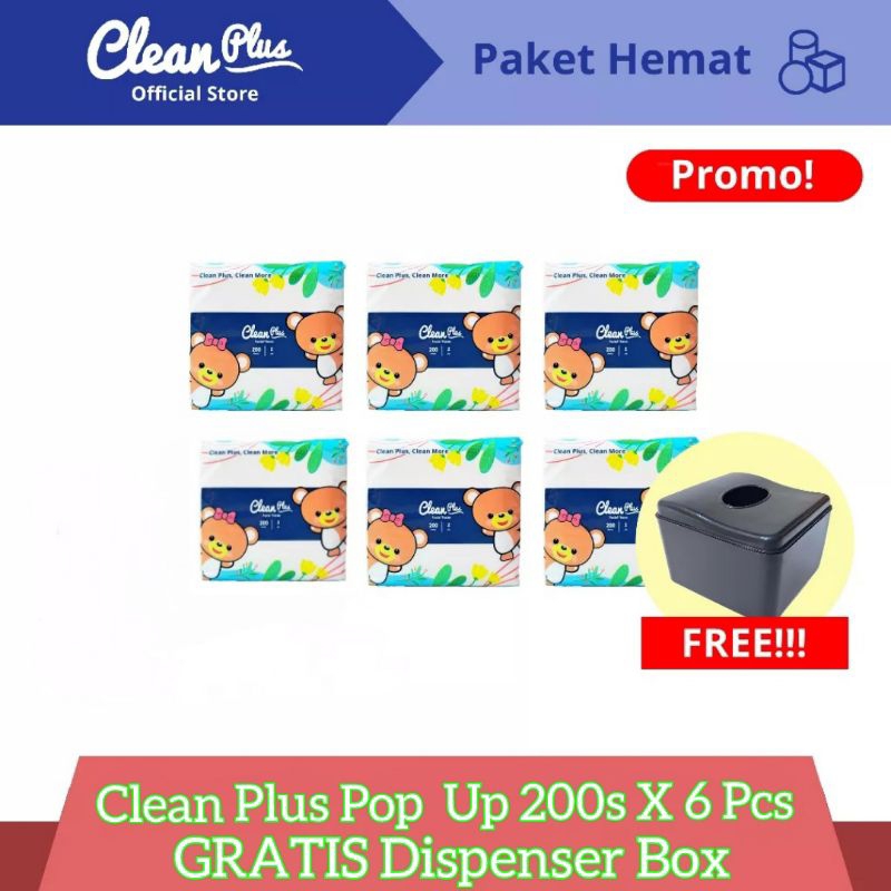 Clean PLUS TISSU POP UP 200S X 6 PCS FREE TISSU PLACE / FACIAL TISSUE ...