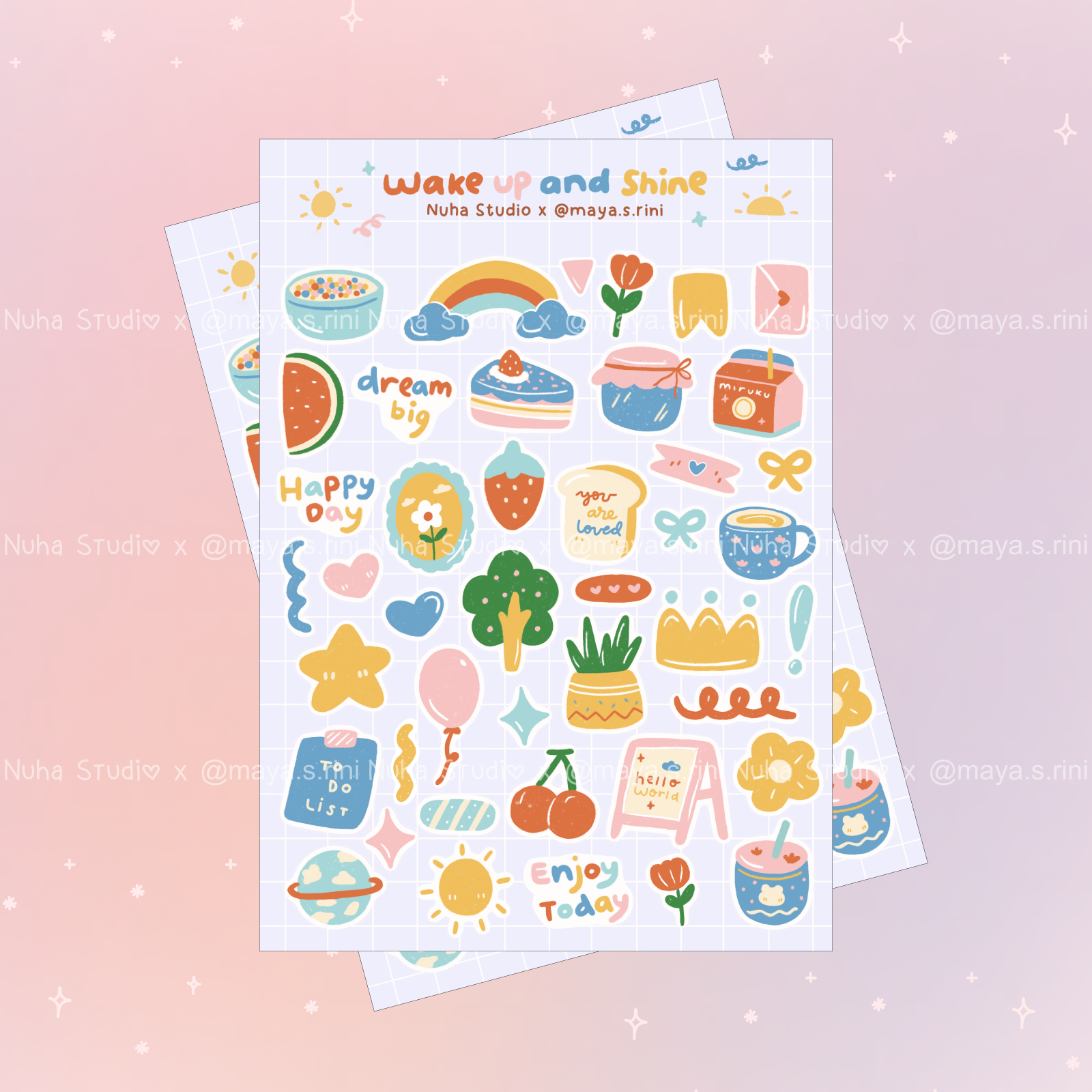 Sticker by maya.s.rini | Wake up and Shine Bujo Deco Rainbow Flower ...