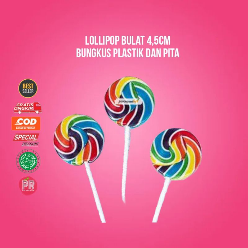 Round Rainbow Lollipop Candy l 4cm Round Rainbow Lollipop Candy l ...