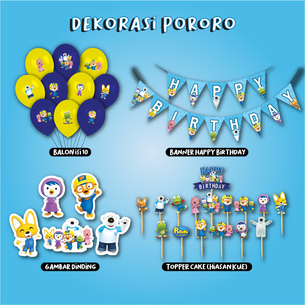 Pororo BALLOONS HAPPY BIRTHDAY BIRTHDAY BIRTHDAY DECORATIONS PARTY ...