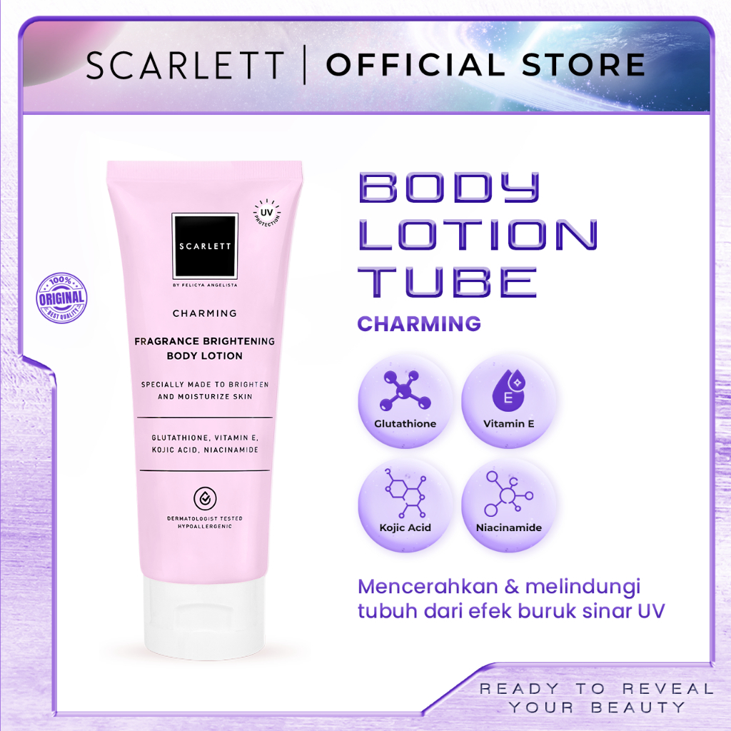 Scarlett WHITENING BODY LOTION TUBE/ HAND BODY ROMANCE, FANTASIA, CHARMING, JOLY, FRESHY, HAPPY ...