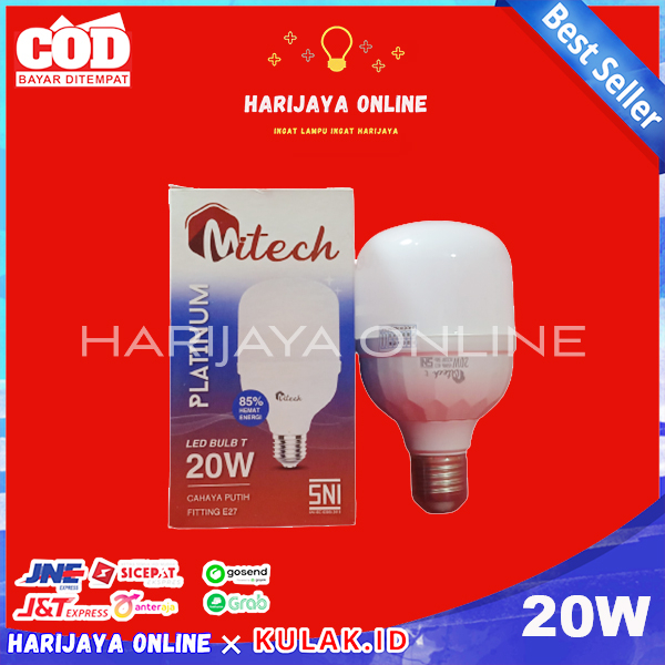 PUTIH Mitech PLATINUM LED LAMP T BULB 20W CAPSULE TUBE SNI WHITE WITH ...