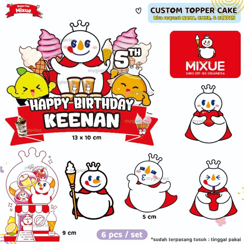 [ Custom AGE NAME ] MIXUE Birthday Cake Decoration Happy Birthday Cake ...