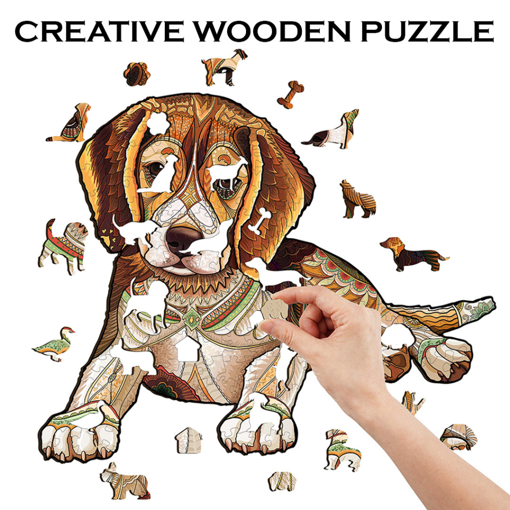 Wood Puzzle KAYU 3D DOG Ready Gift Wooden Birthday Kids Toy Gift DIY ...