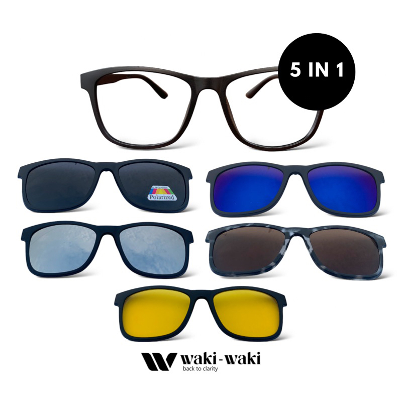 5 in 1 Clip on Glasses | Trexy | Waki Waki Eyewear | Shopee Malaysia