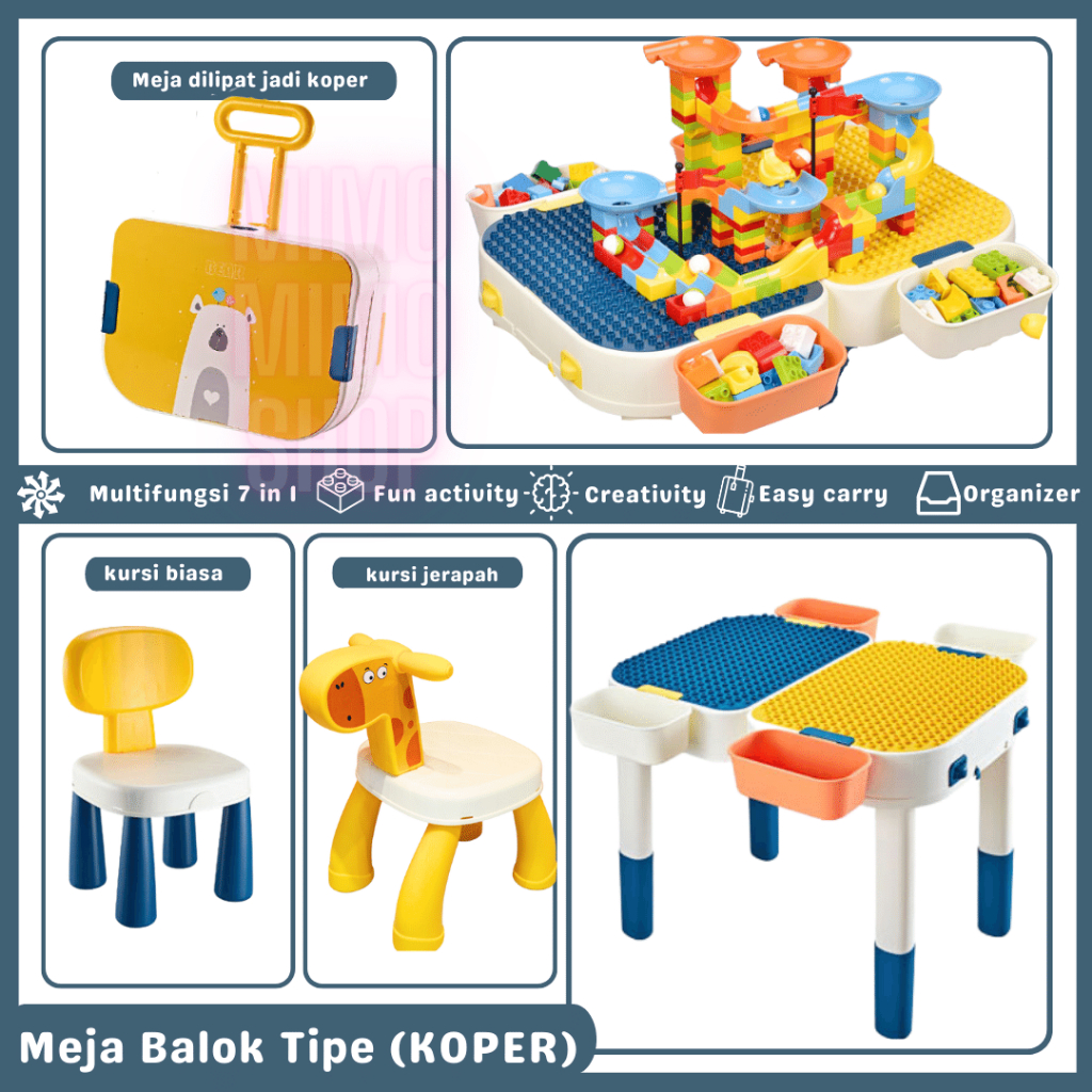 7 IN 1 SUITcase BLOCK CHAIR TABLE SET / CHILDREN'S STUDY TABLE / BRICKS ...