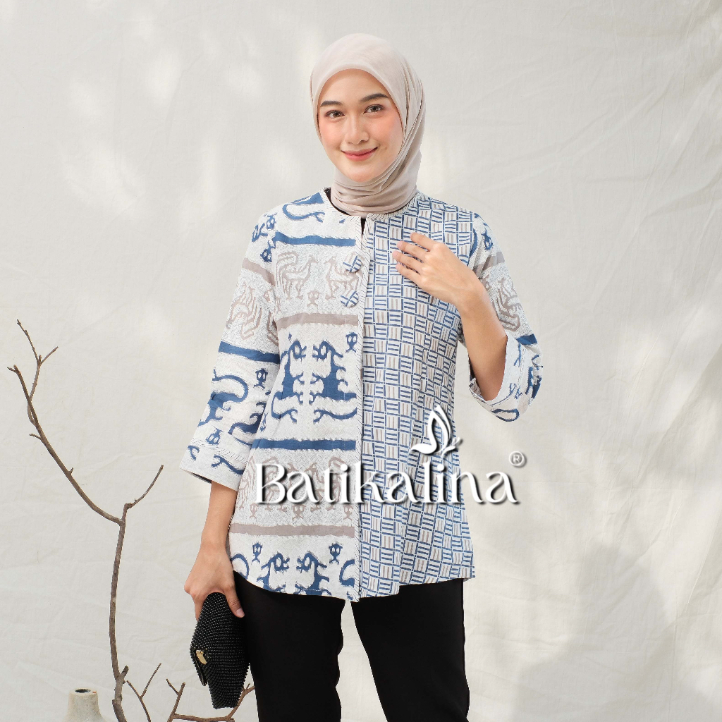 Modern Women's Batik Shirts Tops Blouse Batik Office Work Women ...