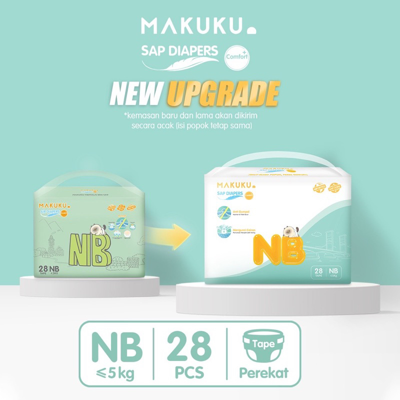 MAKUKU SAP Diapers Comfort+ Tape NB28 / Extra Dry Thin Baby Diapers ...