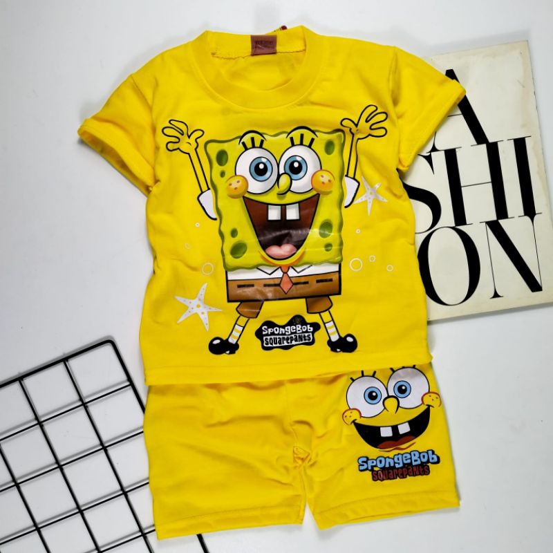 Spongebob MOTIF Short Sleeve Children's Clothes Ages 1-10 Years ...